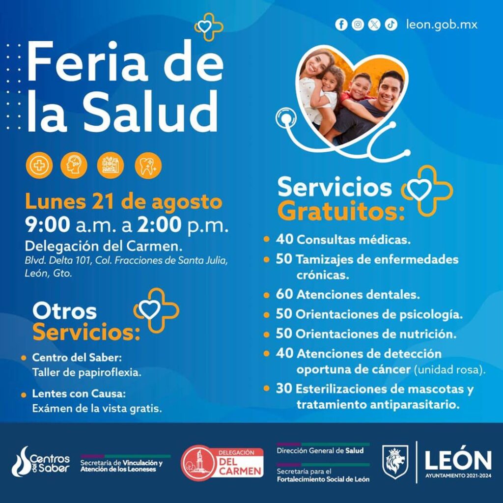 Realizarán Feria de la Salud en León; estos son los servicios gratuitos ...